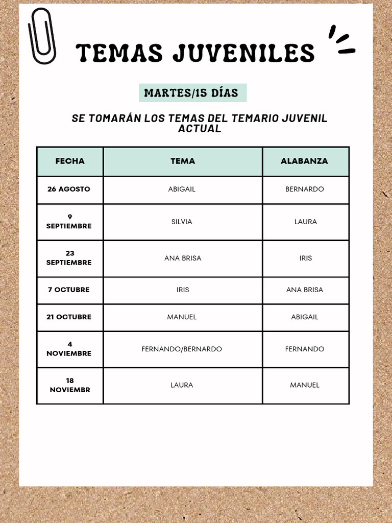 Documento A4 Tabla Formulario Inscripción Doodle Sencillo Marrón y ...