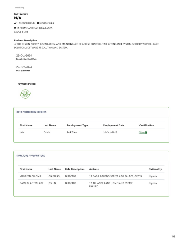 DPCO Registration Form | PDF