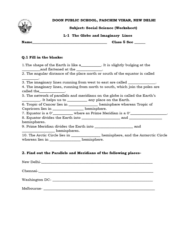 L-1 The Globe and The Imaginary Lines | PDF