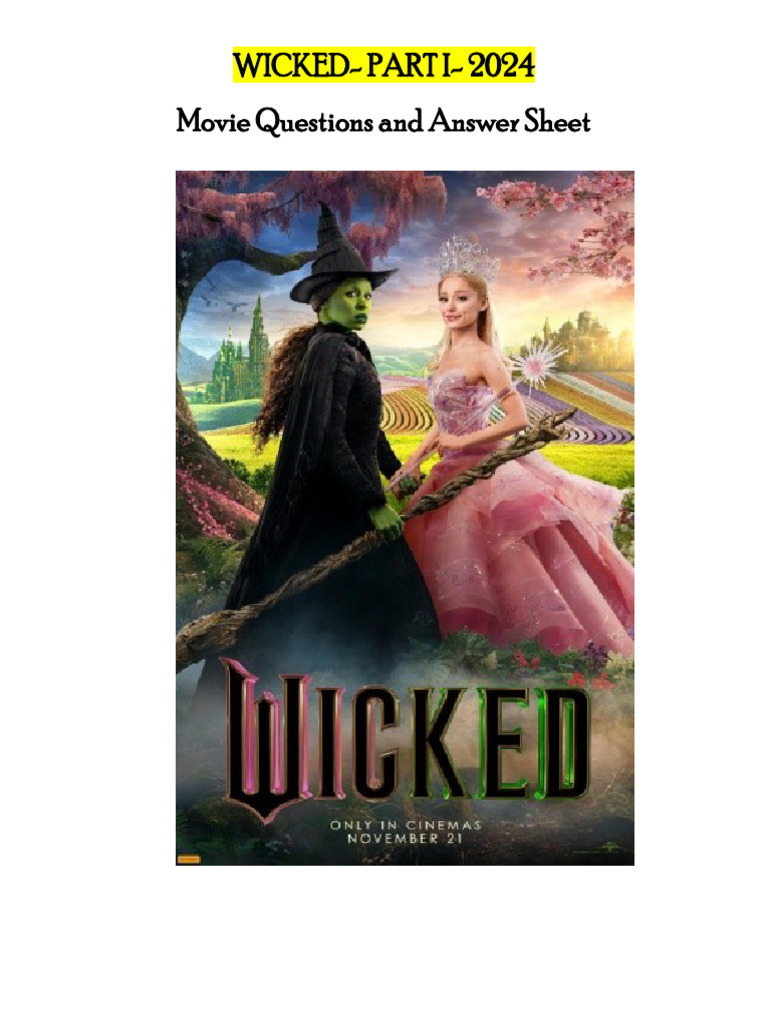 Wicked Part I Movie Quiz 2024 | PDF | Land Of Oz | Wizard Of Oz (Character)