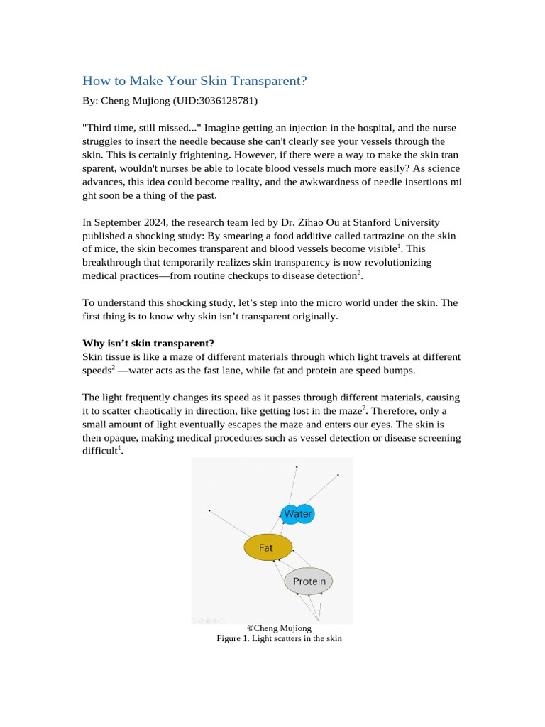 Making Skin Transparent with Tartrazine | PDF | Medicine | Physical ...