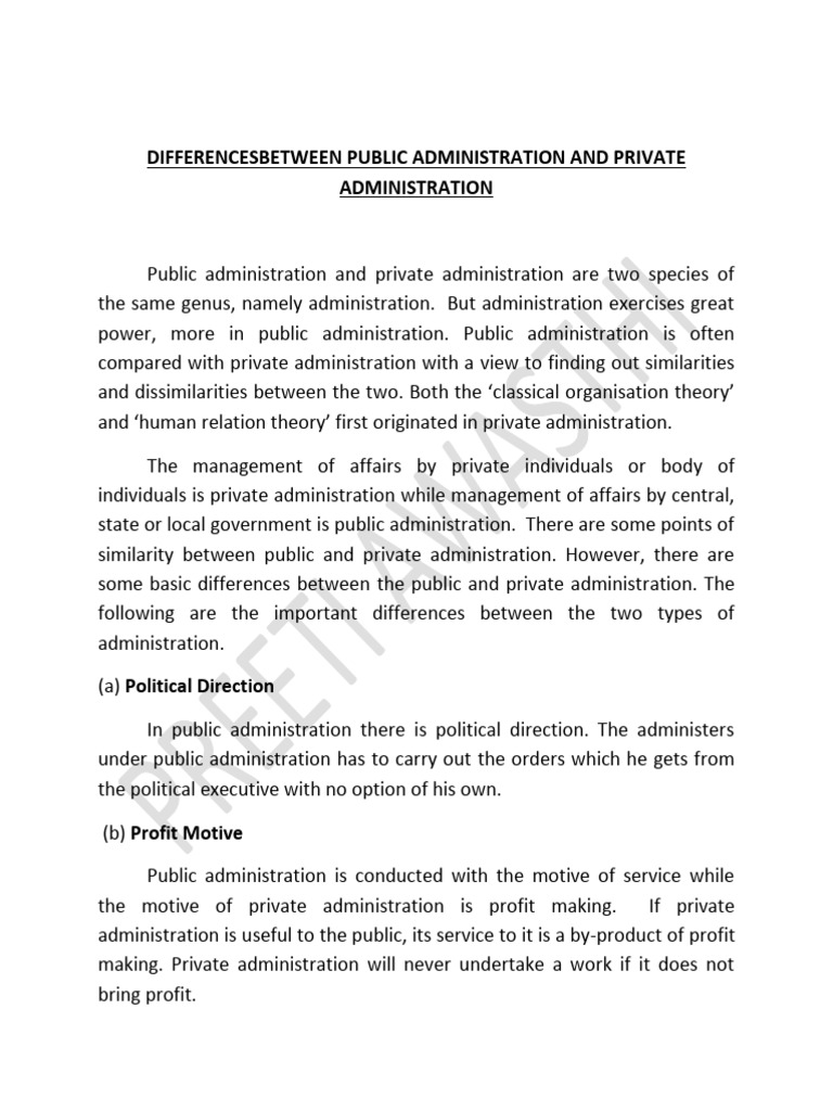 Public vs. Private Administration Differences | PDF | Monopoly | Profit ...
