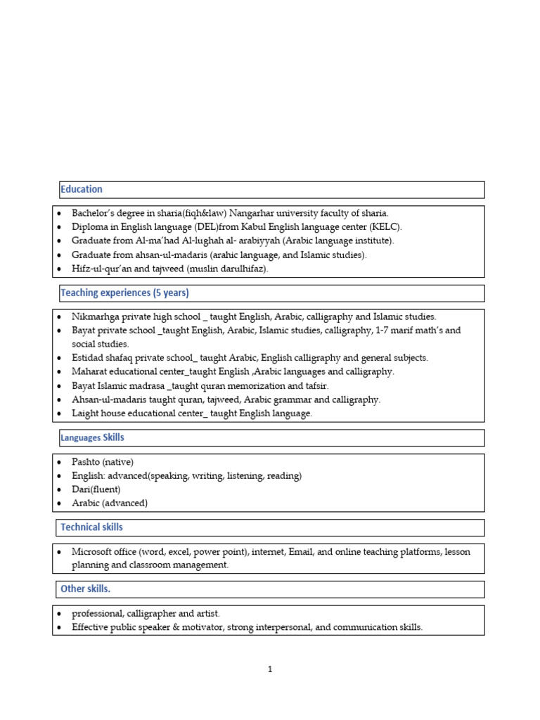 Curriculum Vitea - Docx Farwiz Noori | PDF
