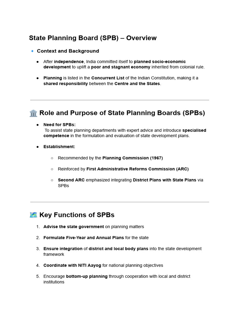 Overview of State Planning Boards in India | PDF | Policy | Economic ...