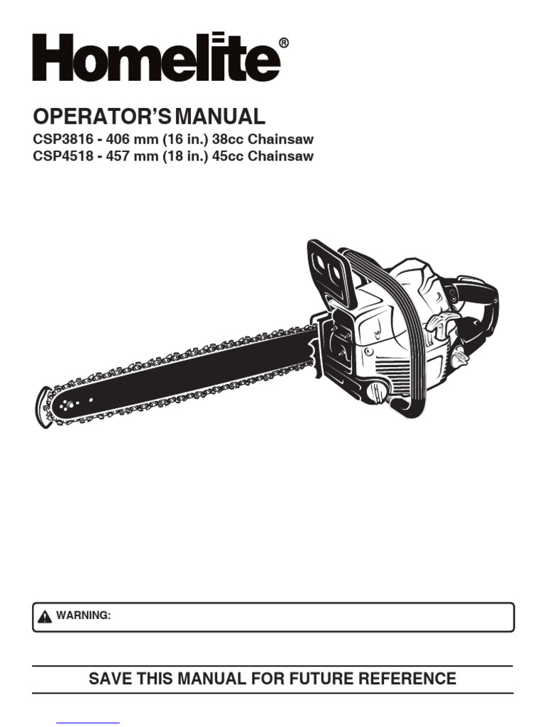 Homelite 3816C Chainsaw Operator Manual | PDF | Gasoline