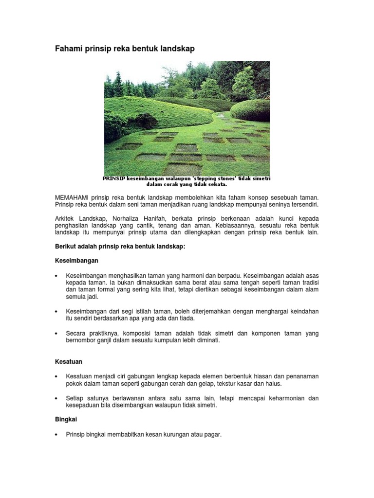 Fahami Prinsip Reka Bentuk Landskap | PDF