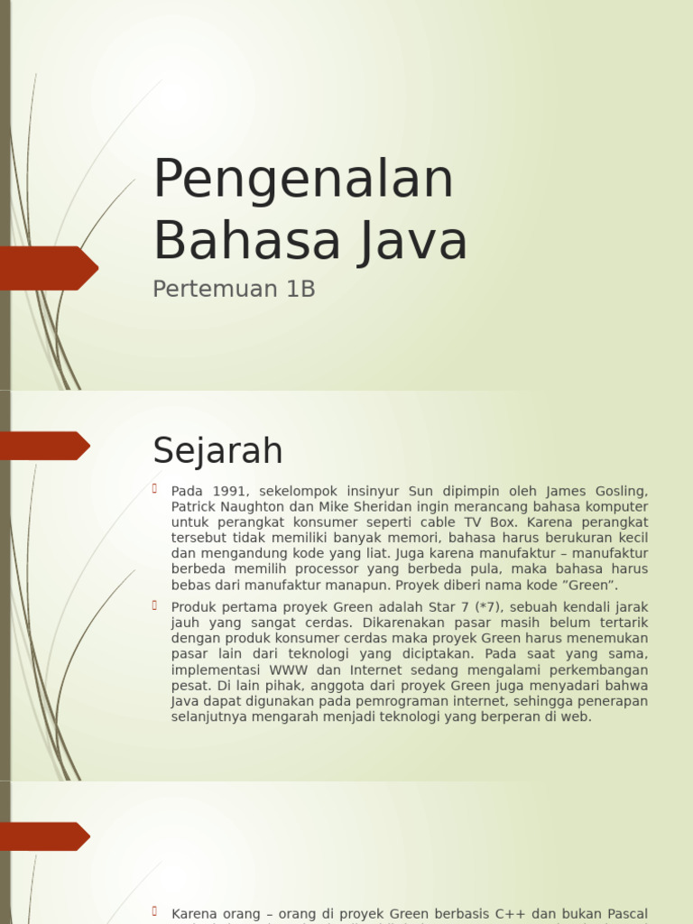 Pertemuan 1 Pengenalan Bahasa Java | PDF