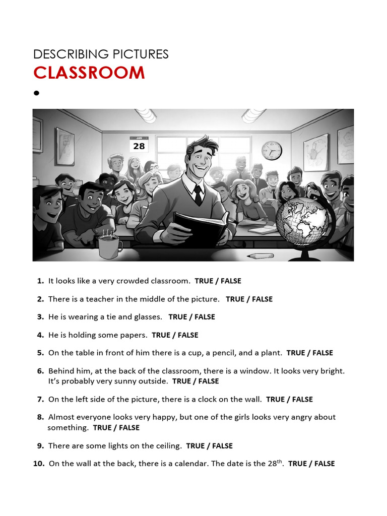 Describing Pictures Classroom TF | PDF