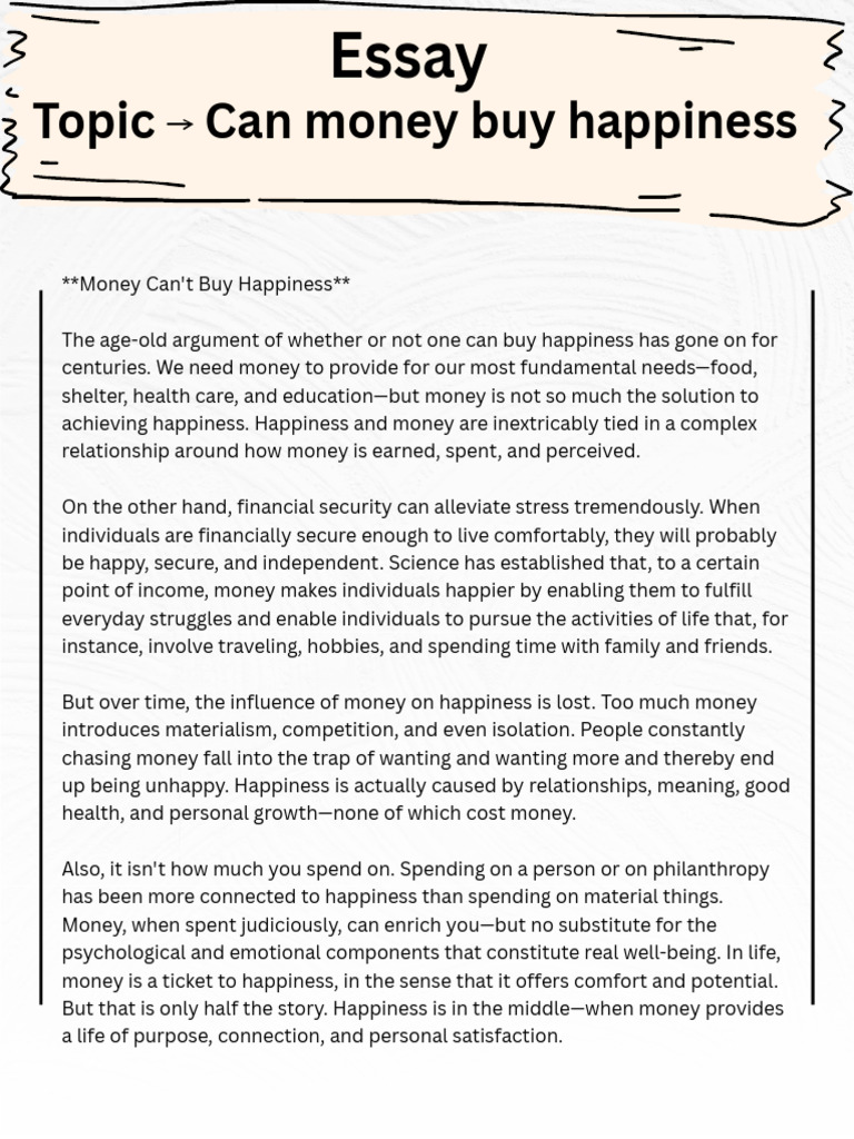 Money and Happiness: A Complex Relationship | PDF