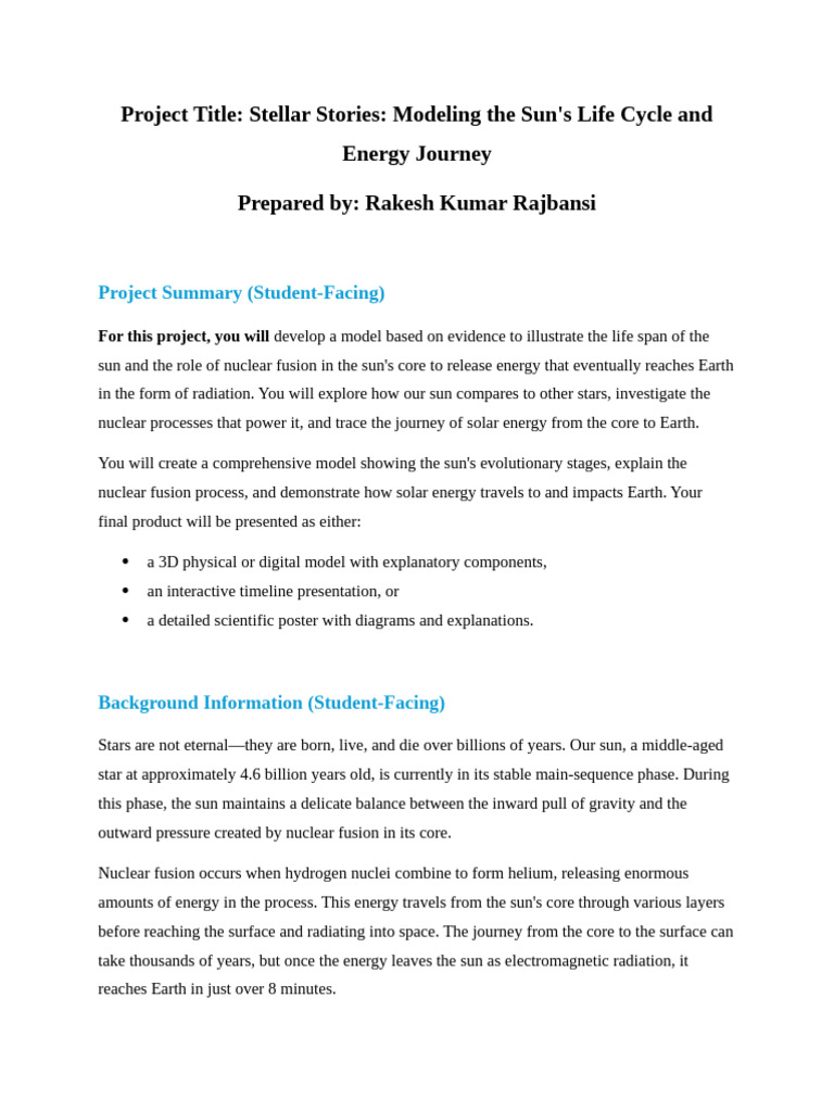 Earth Science Project Sample Task - Rakesh - Rajbansi - 2 | PDF | Sun ...