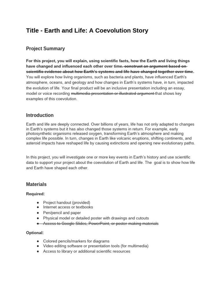 Earth and Life - A Coevolution Story - Reviewer Comments Added | PDF ...