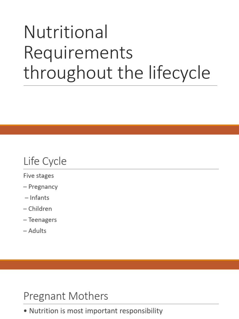 Nutritional Needs Across Life Stages | PDF
