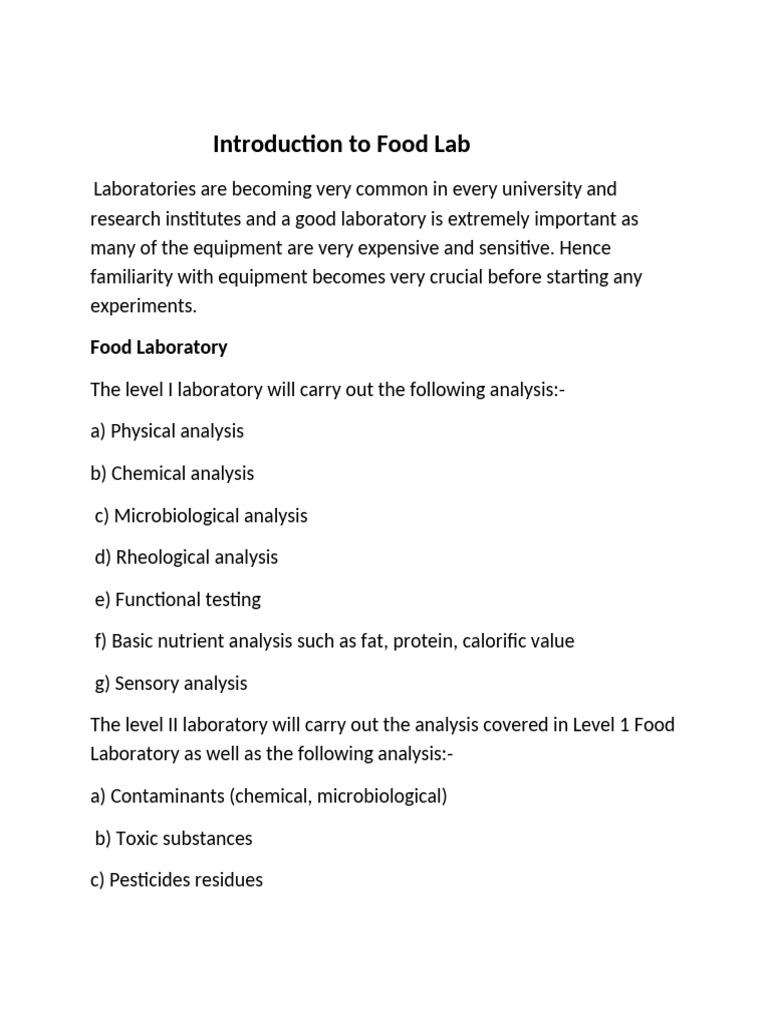 Introduction To Food Lab | PDF