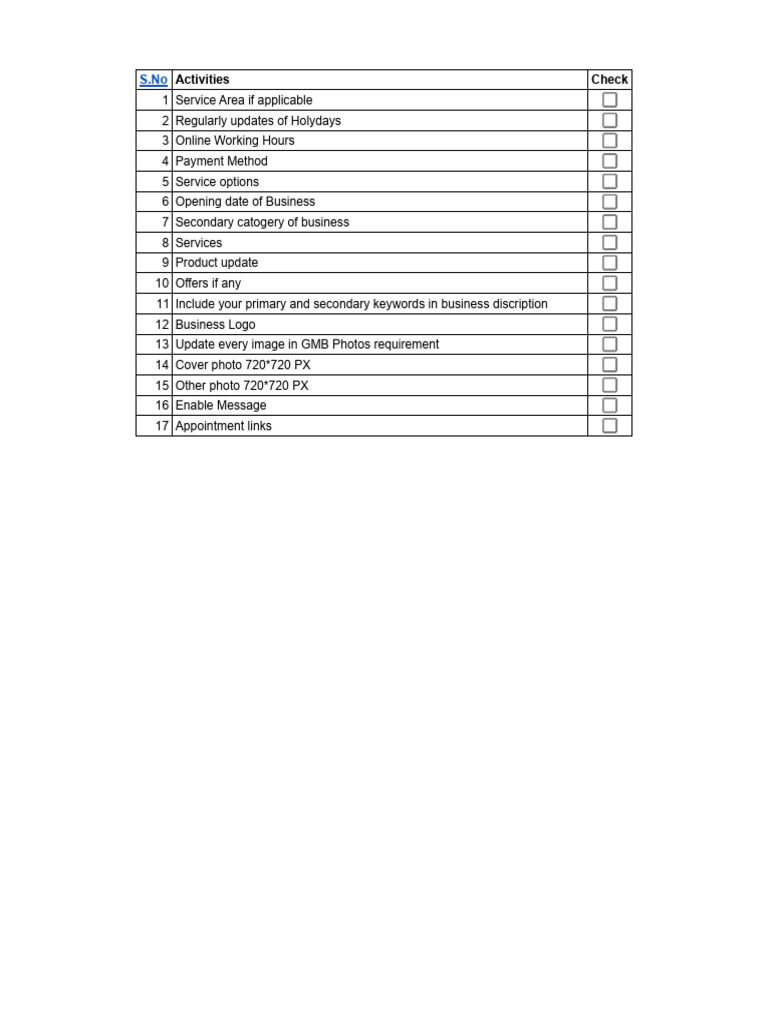 GMB Completion Checklist - GMB Completion Checklist | PDF