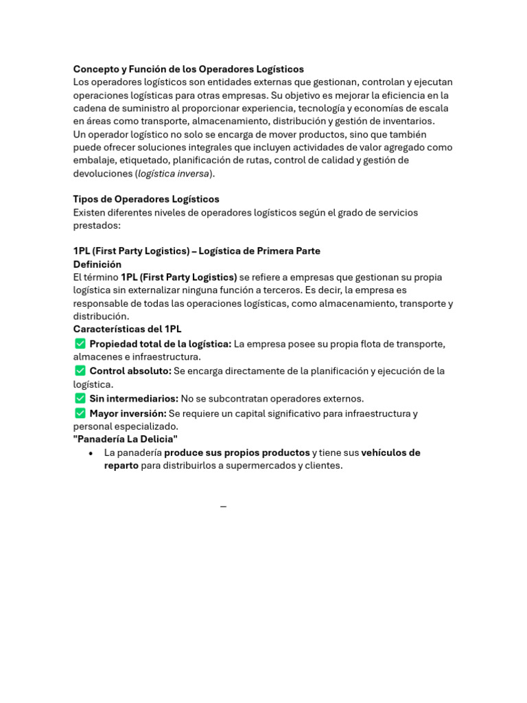 Concepto y Función de Los Operadores Logísticos | PDF | Logística ...
