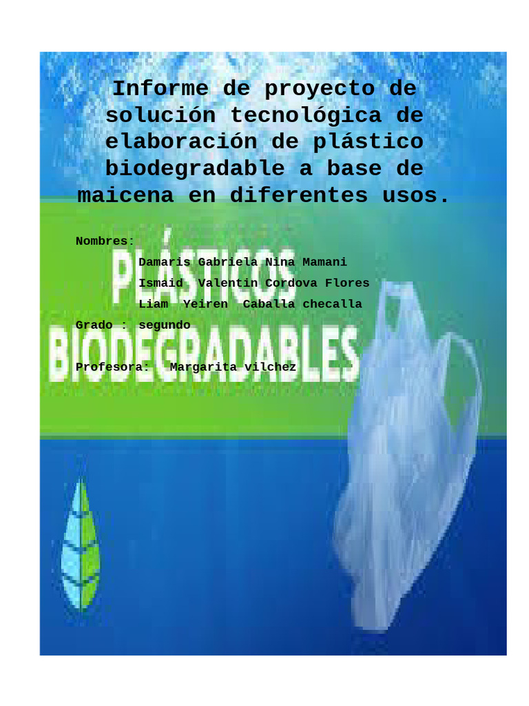 Plástico Biodegradable de Maicena | PDF | El plastico | Agua