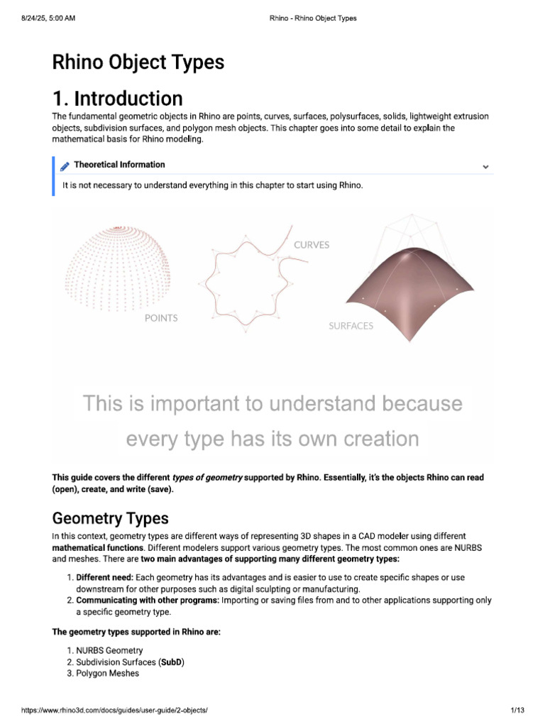 Rhino Object Types Learning Material Pdf