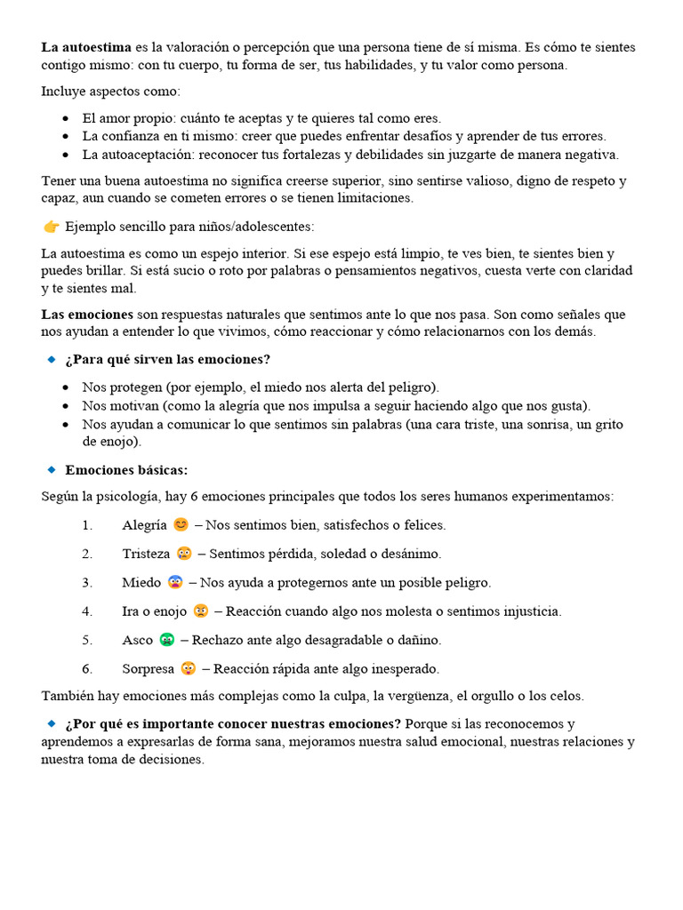 Autoestima: Valoración y Amor Propio | PDF