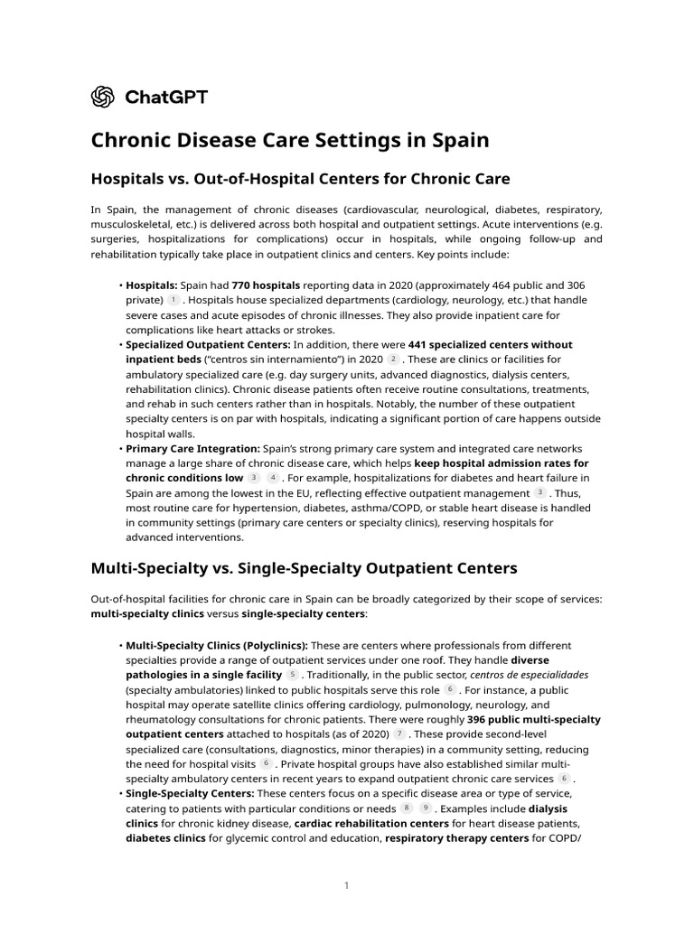 Chronic Disease Care in Spain: Settings Analysis | PDF | Clinic ...