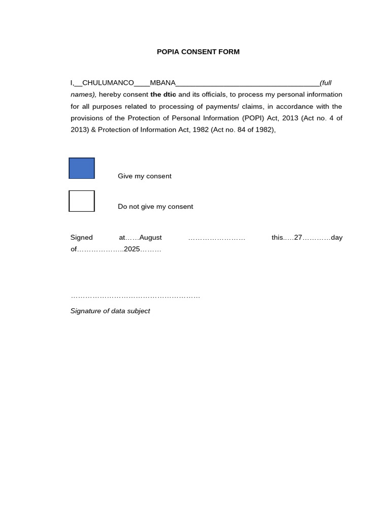POPIA Consent Form | PDF