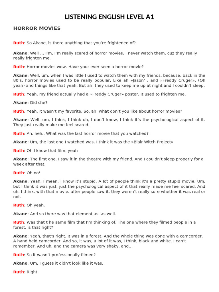 A1 Discussion on Horror Movies | PDF