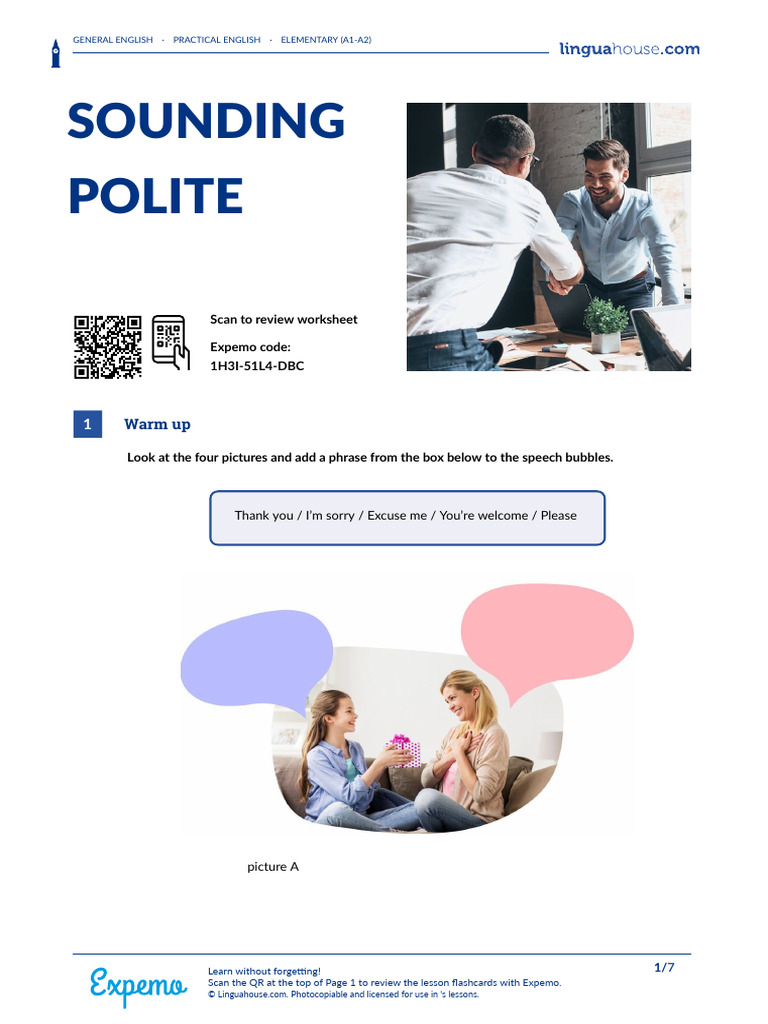 Polite Requests in English (A1-A2) | PDF | Reading Comprehension ...