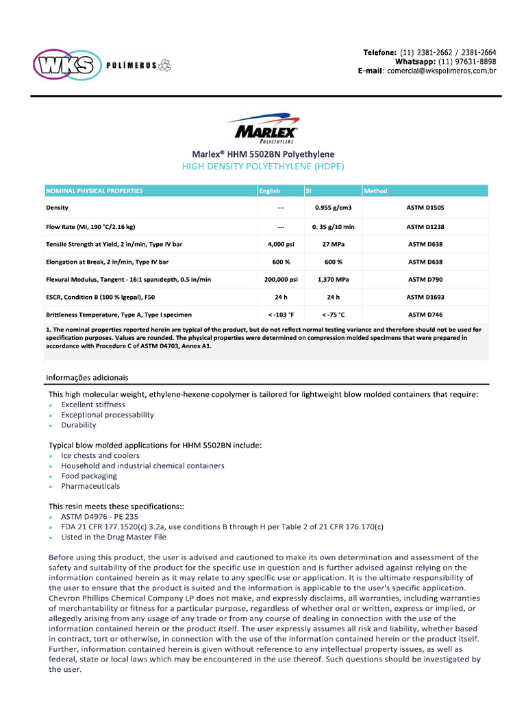 Marlex® HHM 5502BN Polyethylene | PDF