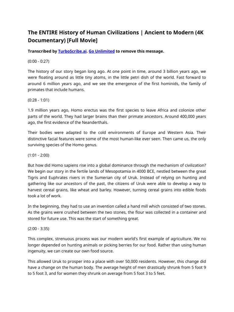 The ENTIRE History of Human Civilizations - Ancient To Modern (4K ...