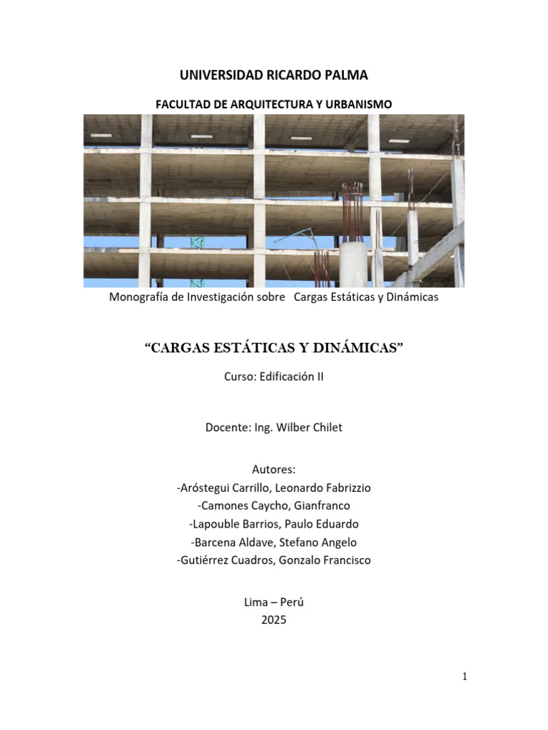 Monografia - Cargas Estaticas y Dinamicas - Grupo 1 | PDF | Análisis ...