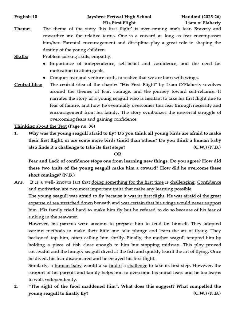 Handout His First Flight | PDF