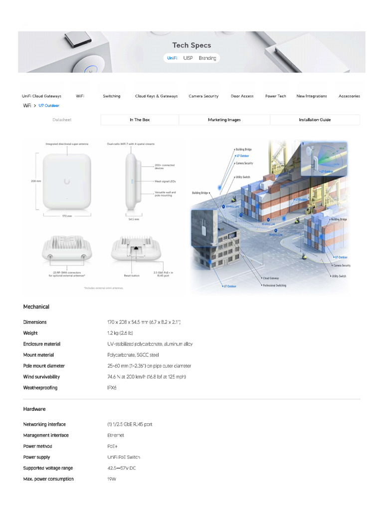 Ubiquiti U7 Outdoor Datasheet | PDF
