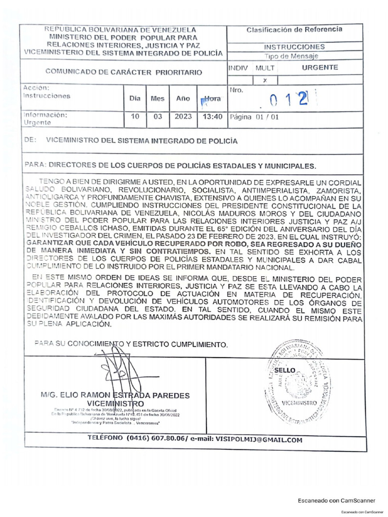 Radiograma 012. 2023 | PDF