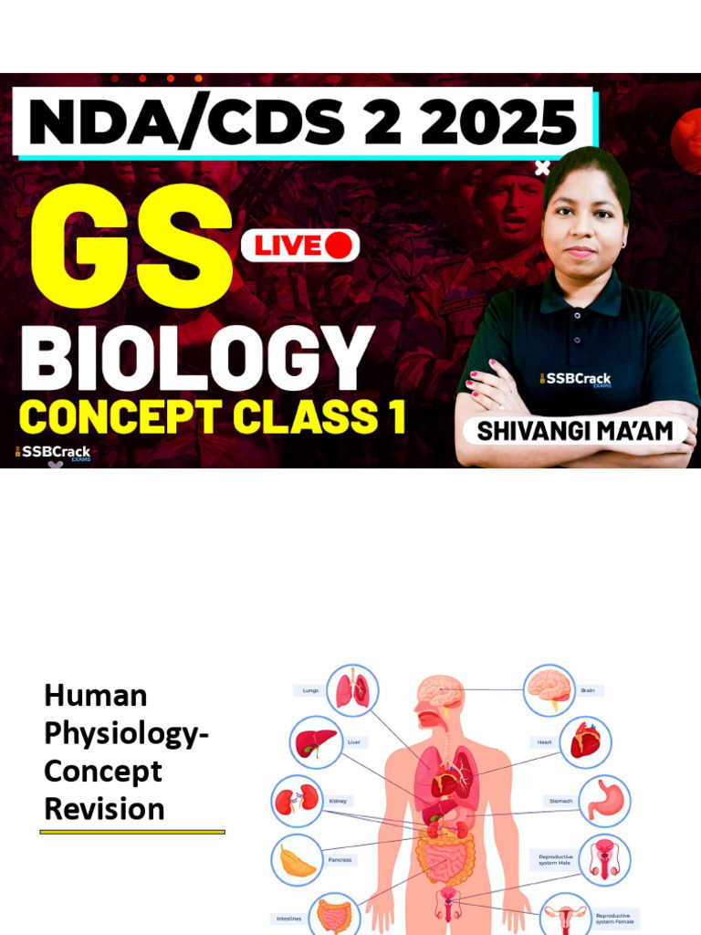 Biology Class 1 NDA CDS 2 2025 Human Physiology Concept Revision ...