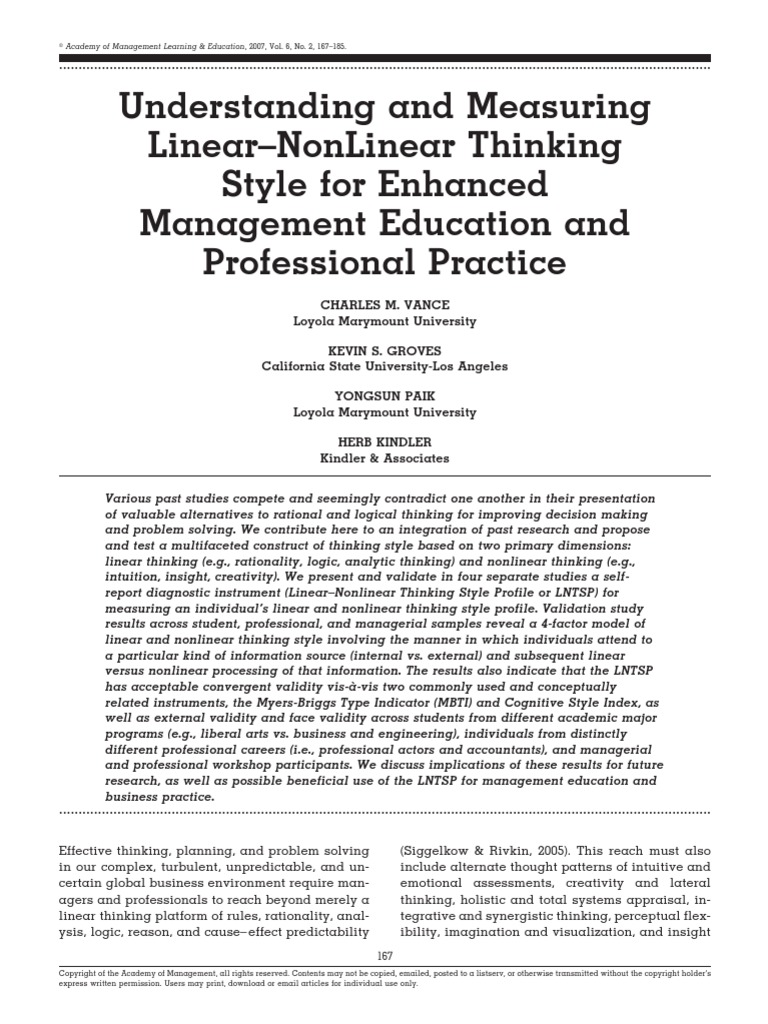 Chaos Management and Economics: The Implications of Non-Linear Thinking ...