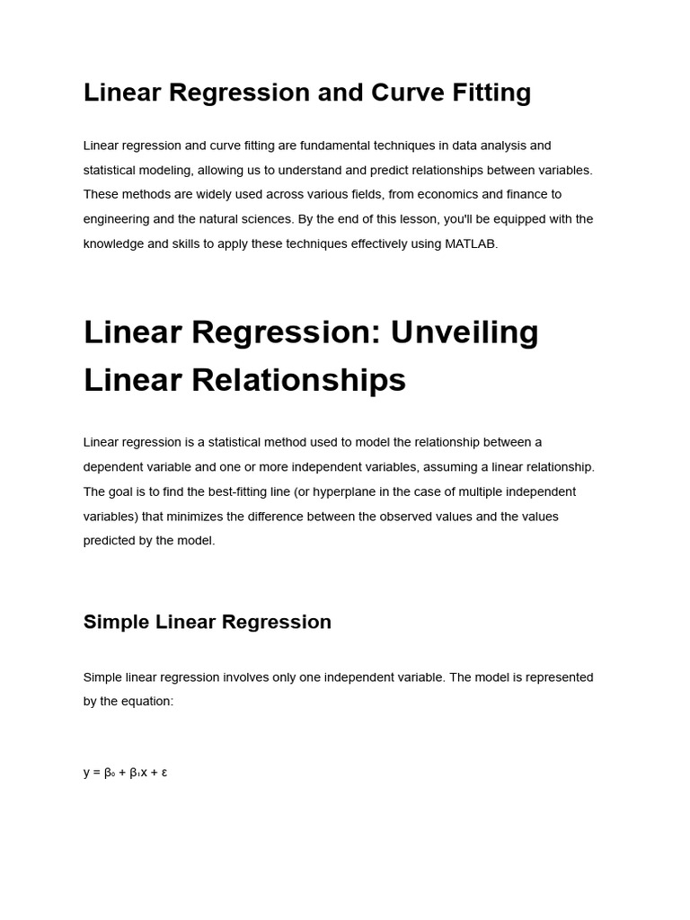 Linear Regression and Curve Fitting Guide | PDF | Linear Regression ...