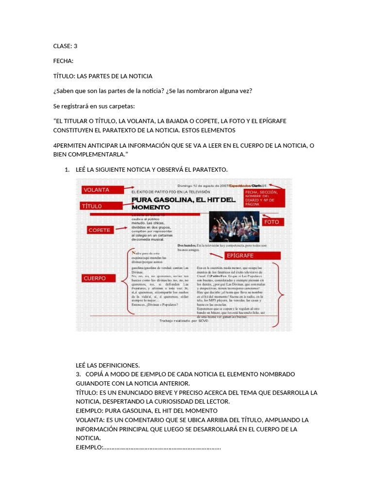 Partes Esenciales de la Noticia | PDF