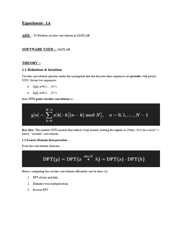Circular and Linear Convolution in MATLAB | PDF | Convolution | Digital ...