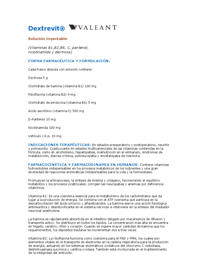 DEXTRAVIT | PDF | Metabolismo | Vitamina