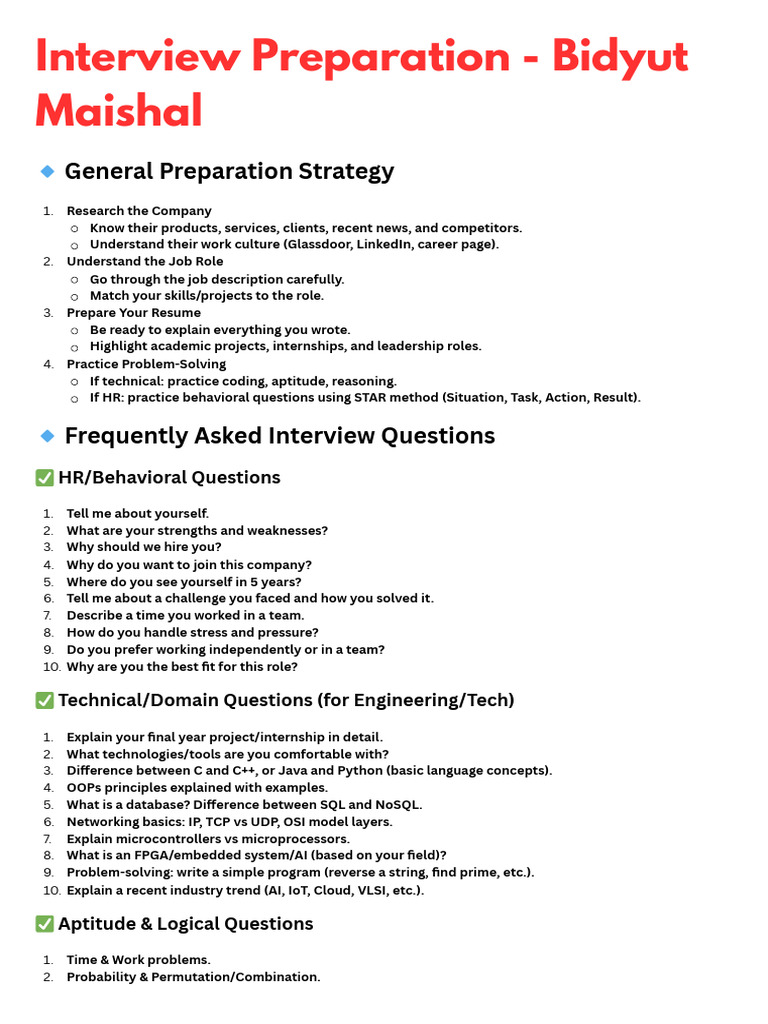 Interview Preparation Guide for Success | PDF