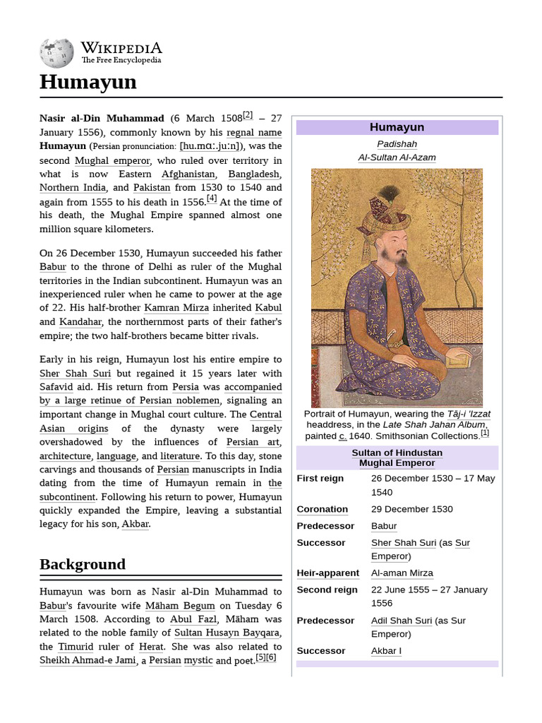 Humayun | PDF | Mughal Empire
