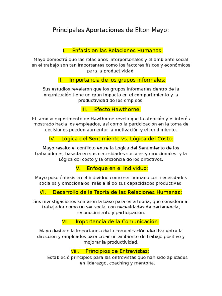 Aportaciones Clave de Elton Mayo a la Administración | PDF