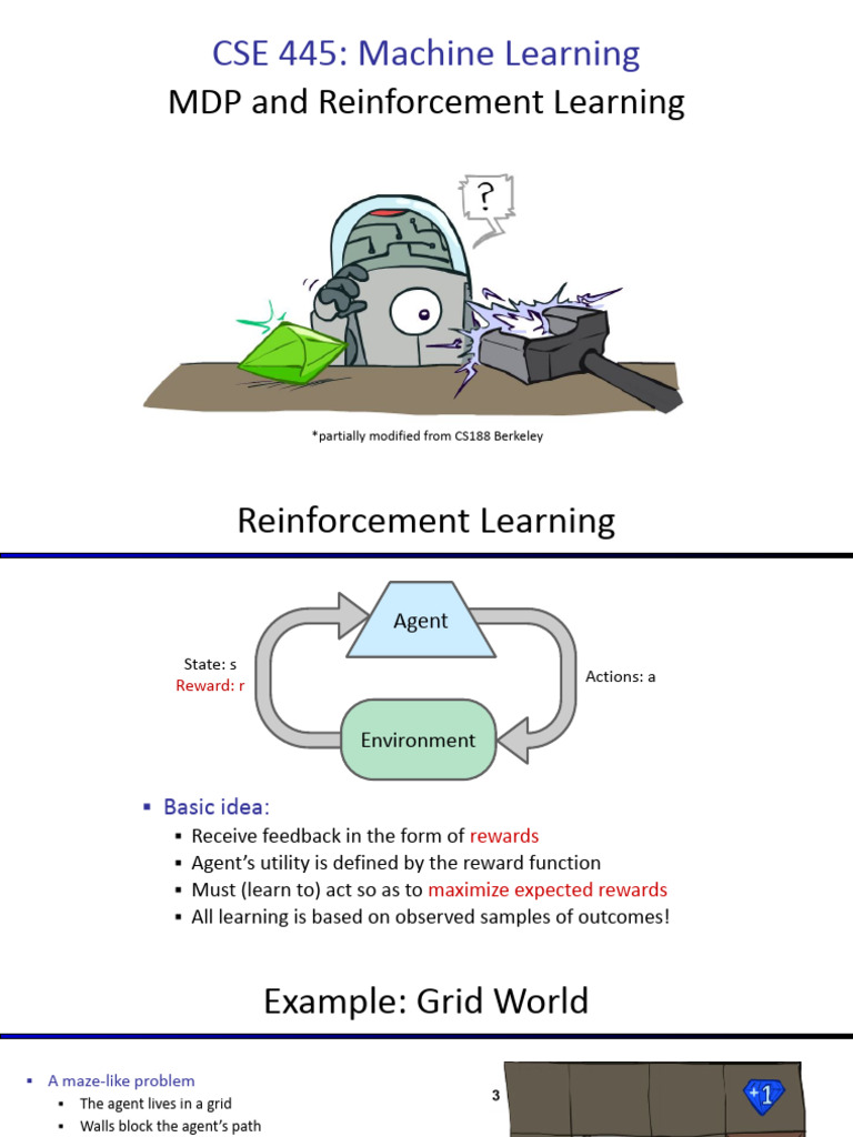 CSE 445: Reinforcement Learning Overview | PDF | Machine Learning ...