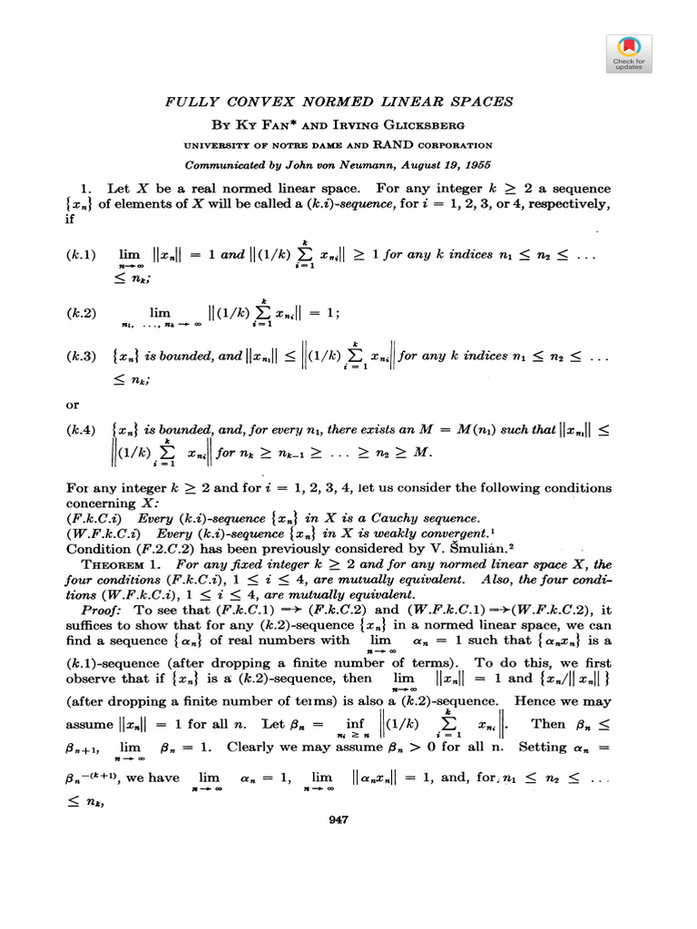 Fully Convex Normed Linear Spaces | PDF | Banach Space | Mathematical ...