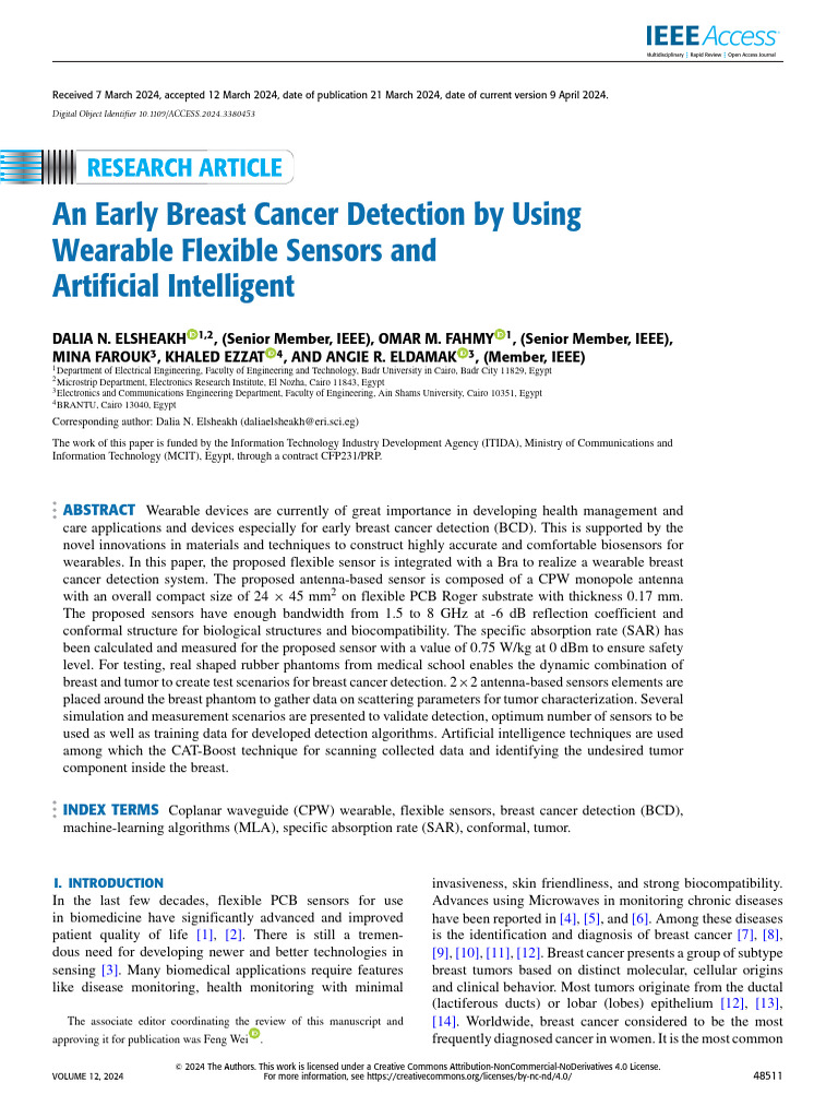 An Early Breast Cancer Detection by Using Wearable Flexible Sensors and ...