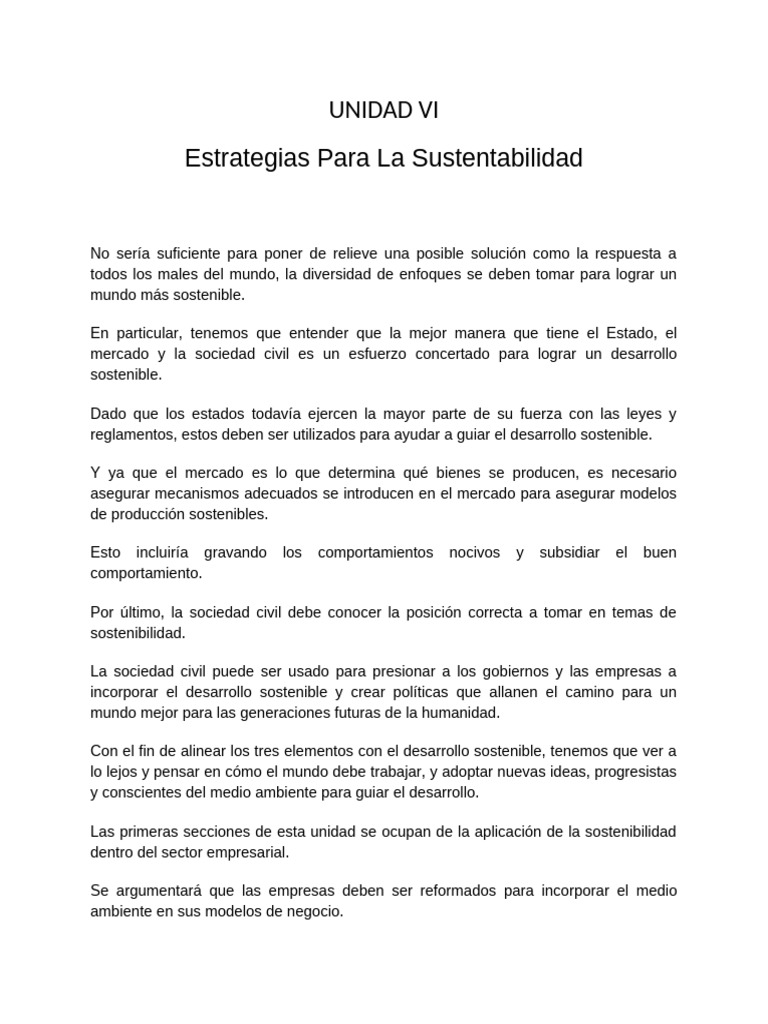 Desarrollo Sust. Unidad Vi Estrategias para La Sustentabilidad | PDF | Evaluación del ciclo de ...