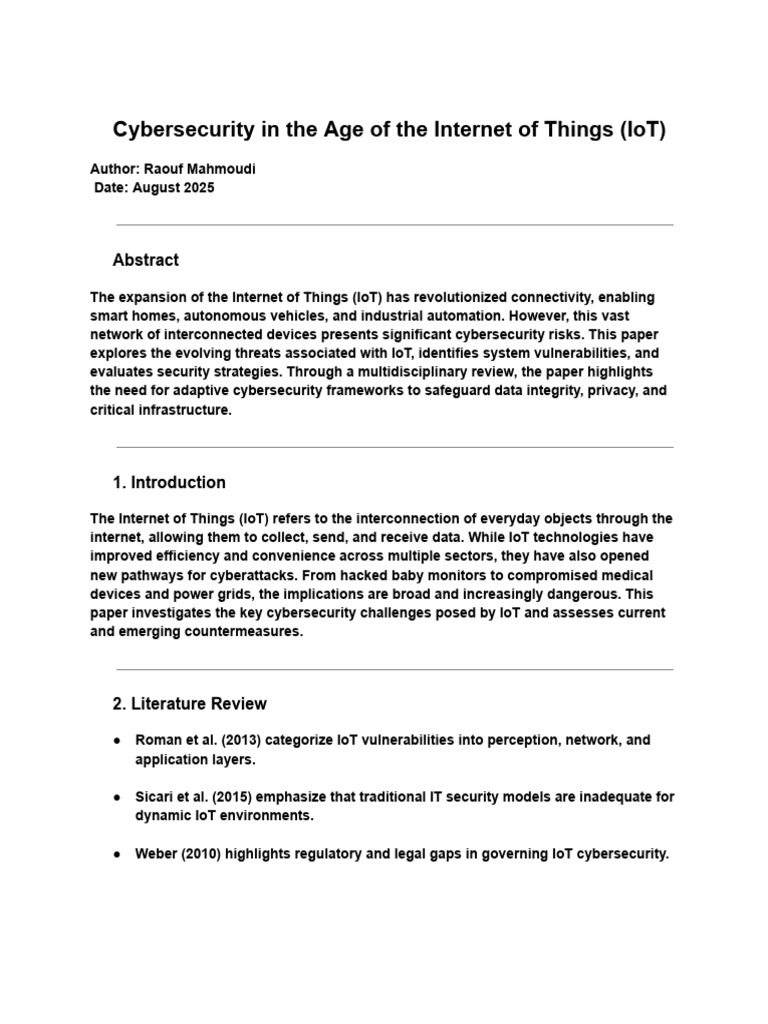 IoT Cybersecurity Challenges and Solutions | PDF | Internet Of Things ...
