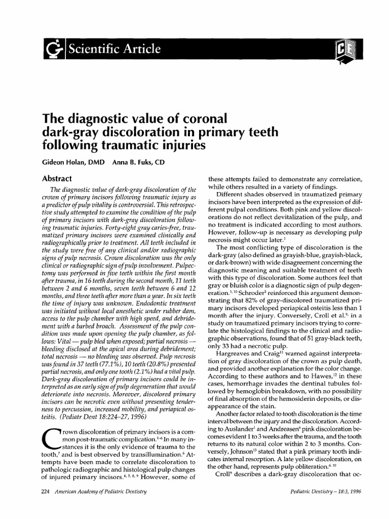 dark-gray discoloration in primary teeth | PDF | Human Tooth | Dental ...
