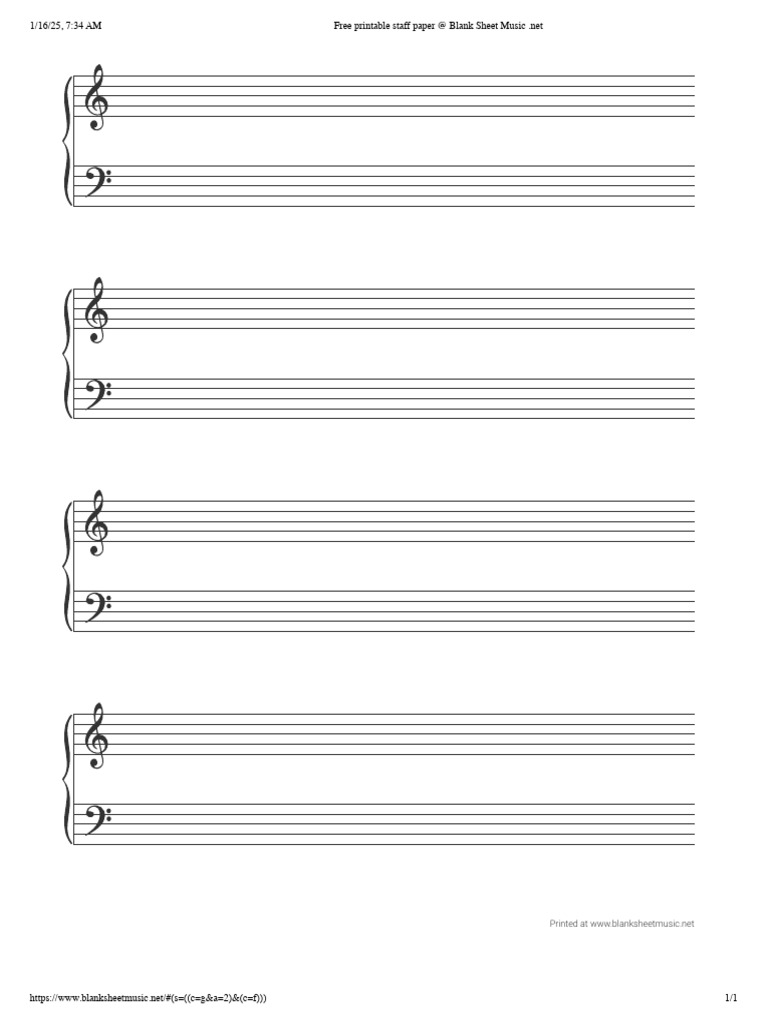 Free Printable Staff Paper at Blank Sheet Music .Net 2 | PDF
