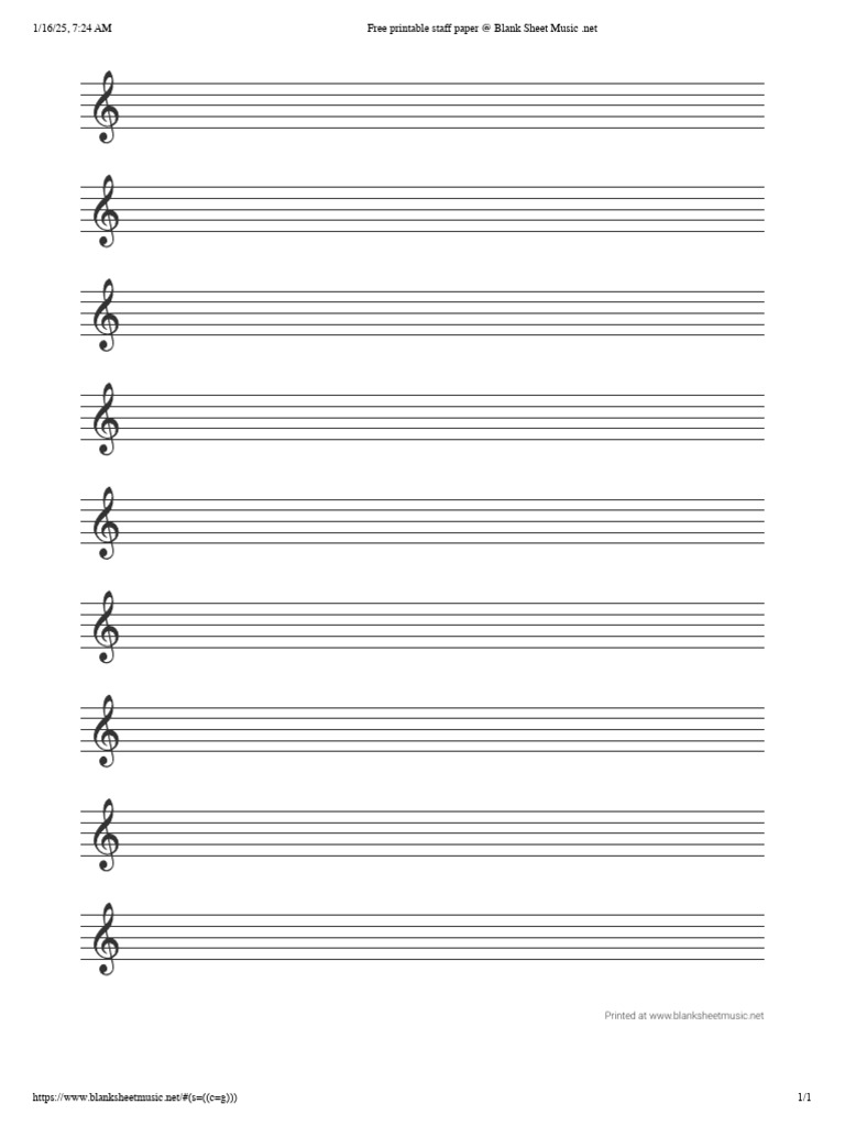 Free Printable Staff Paper at Blank Sheet Music | PDF