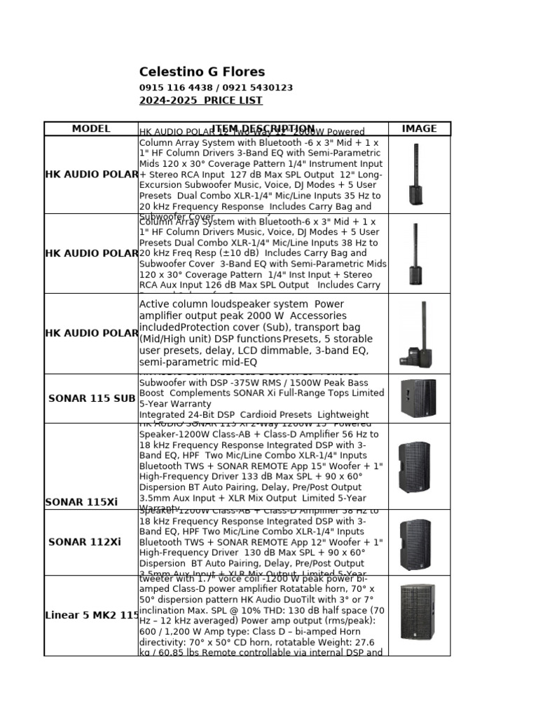 HK Audio Price List 2024-2025 | PDF | Loudspeaker | Equalization (Audio)